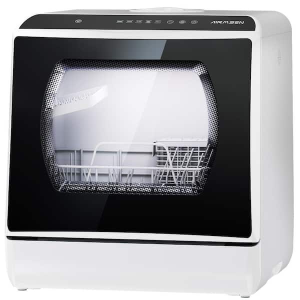 Elexnux 16.75 in Countertop Dishwasher in White with 5 Washing Programs ...