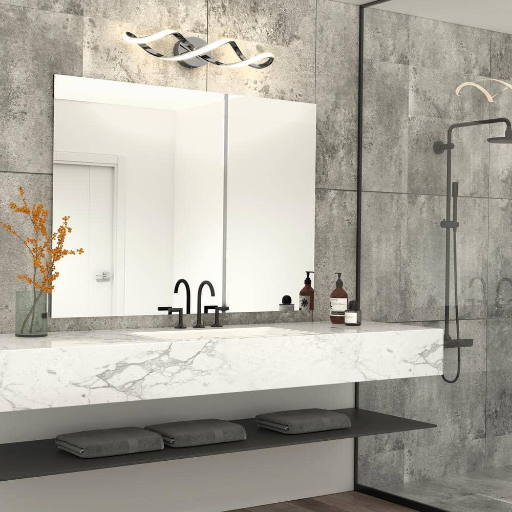 Artika Swirl 27 in. 1-Light Chrome Modern Integrated LED Vanity Light ...