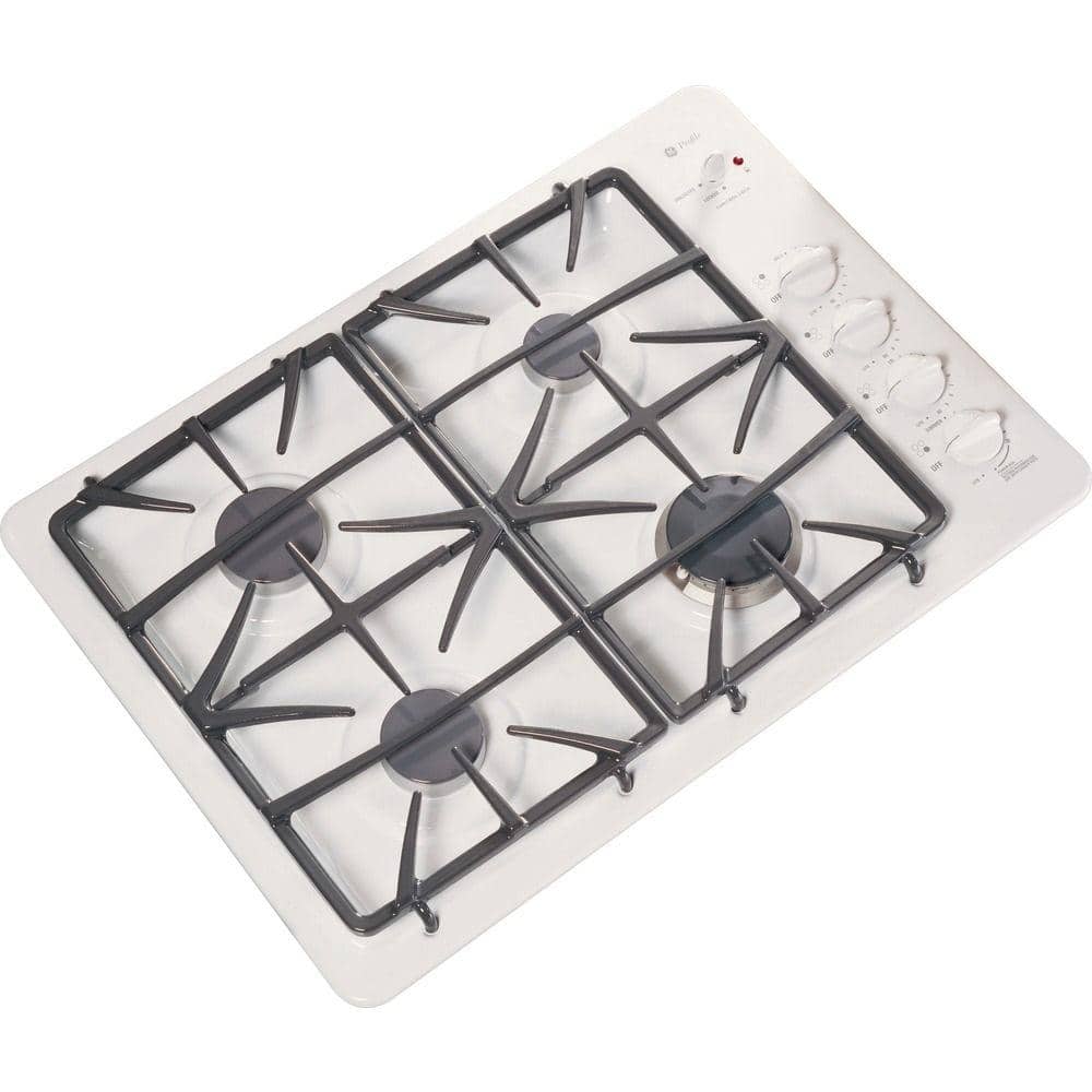 GE Profile 30 in. Gas Cooktop in White with 4 Burners including Precise ...