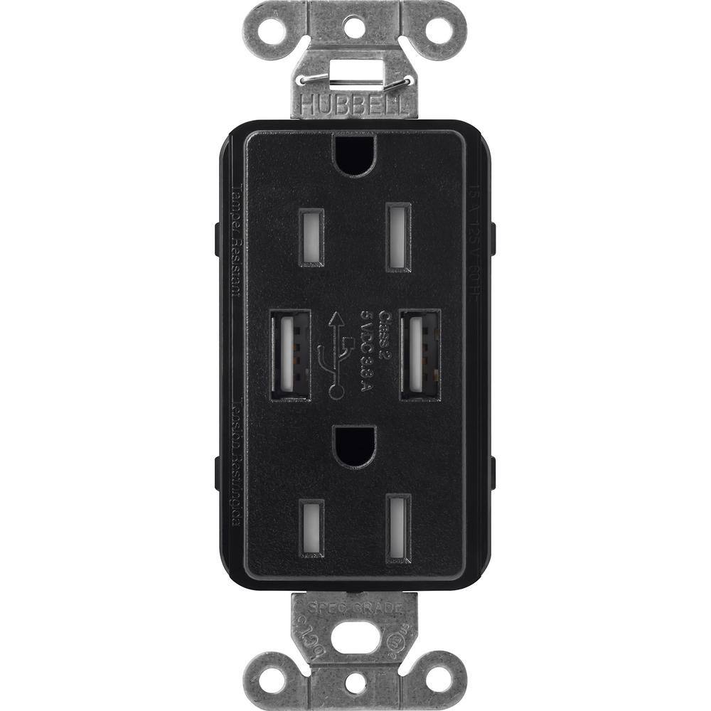Lutron Claro 15 Amp USB Duplex Outlet, Midnight (SCR-15-UBTR-MN) SCR-15 ...