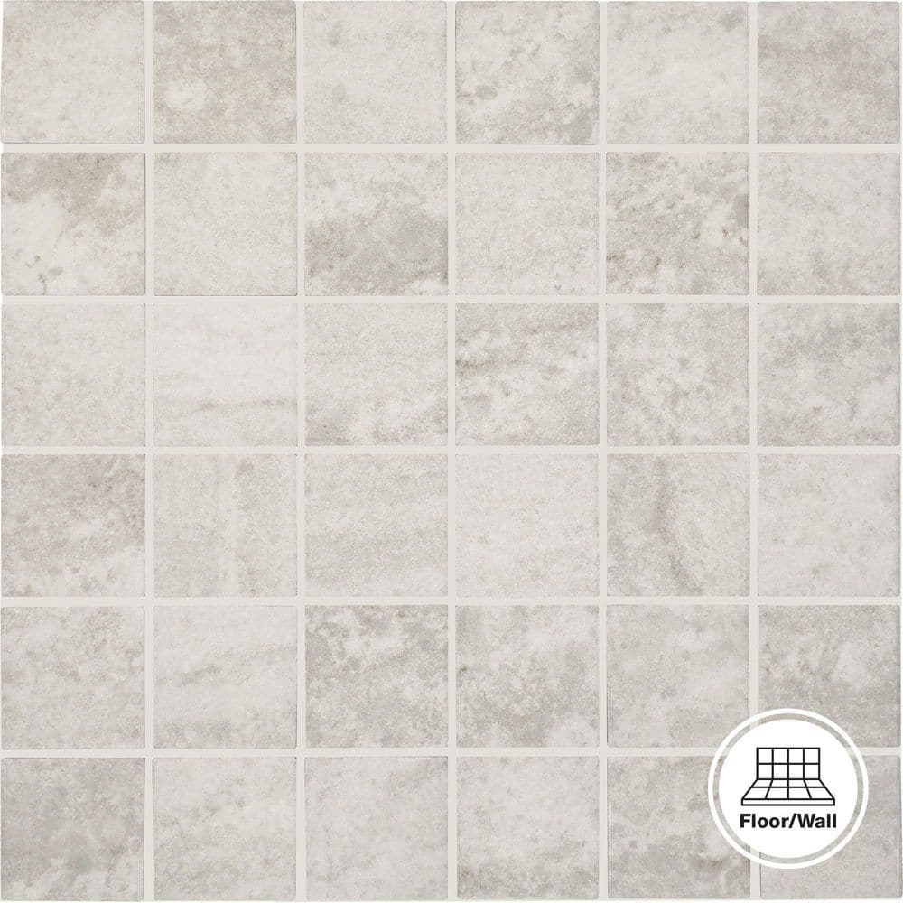 Daltile Sanbristol White Marvel 12 in. x 12 in. Matte Ceramic Mosaic ...