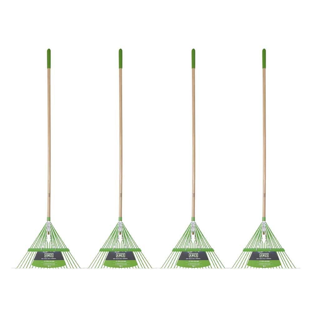 Ames 4-Piece Steel-Tine Leaf Rakes with Hardwood Handles Garden Tool ...