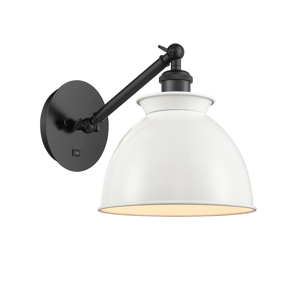 Innovations Adirondack 1-Light Matte Black, Glossy White Wall Sconce ...