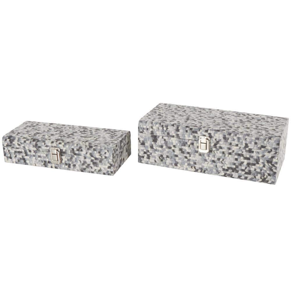 Litton Lane Rectangle Fabric Handmade Storage Box with Bronze Latches ...