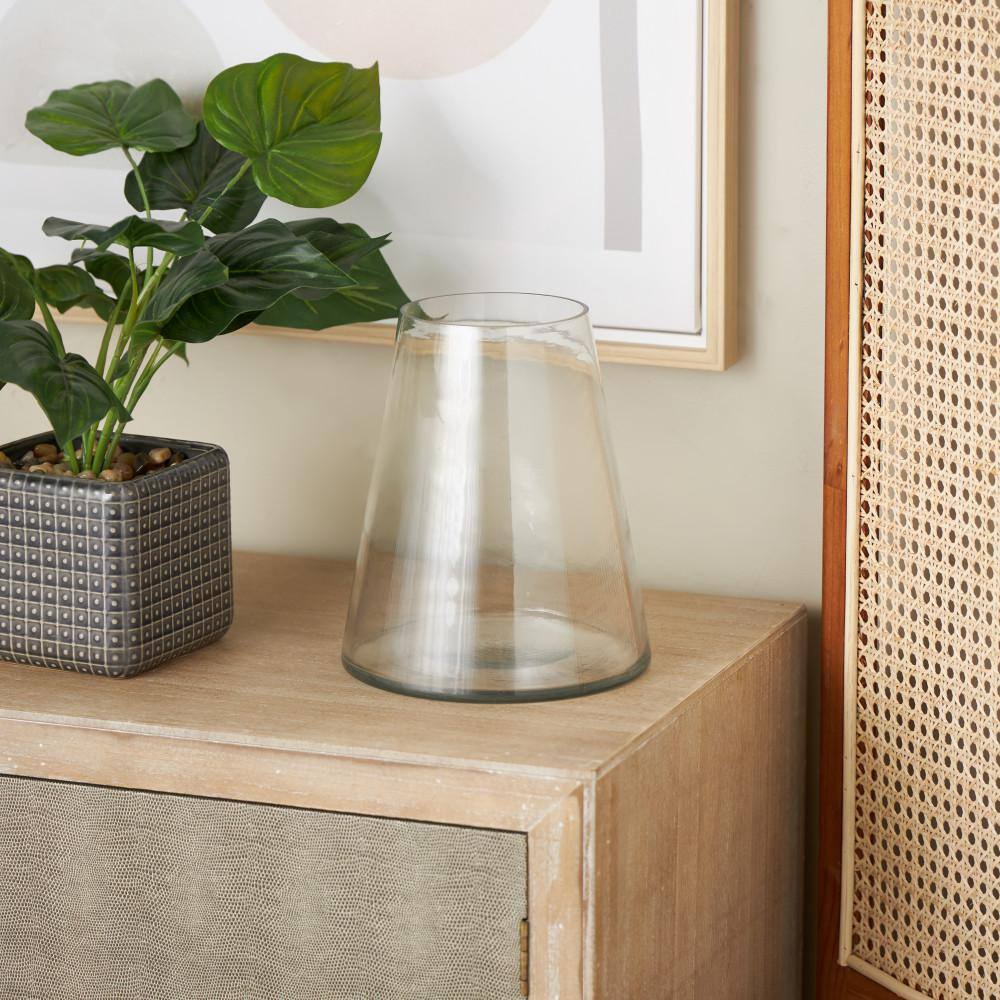 Litton Lane Clear Wide Cone Shaped Glass Decorative Vase 047345 - The ...