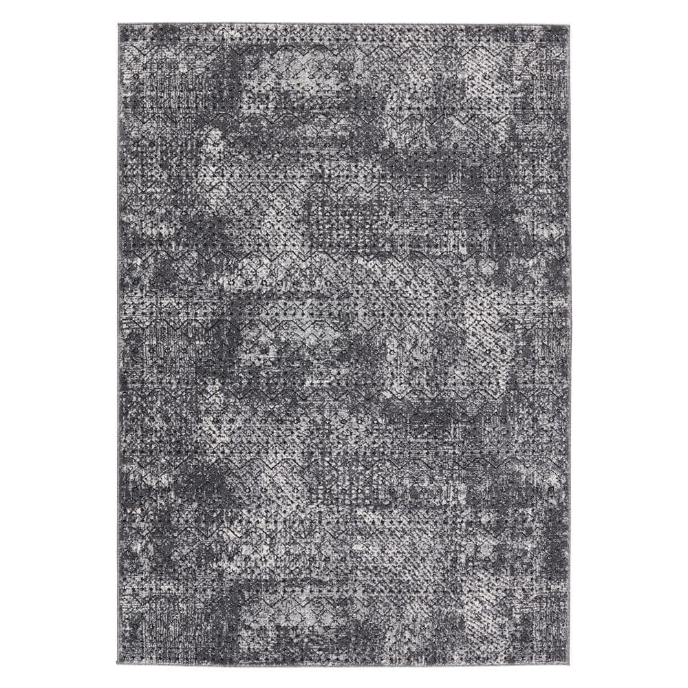 Jaipur Living Zillah Gray/Black 6 ft. 7 in. x 9 ft. 6 in. Trellis ...