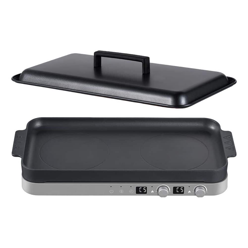 Double Induction Cooktop Iron Grey Non-stick Removable Griddle Pan ...