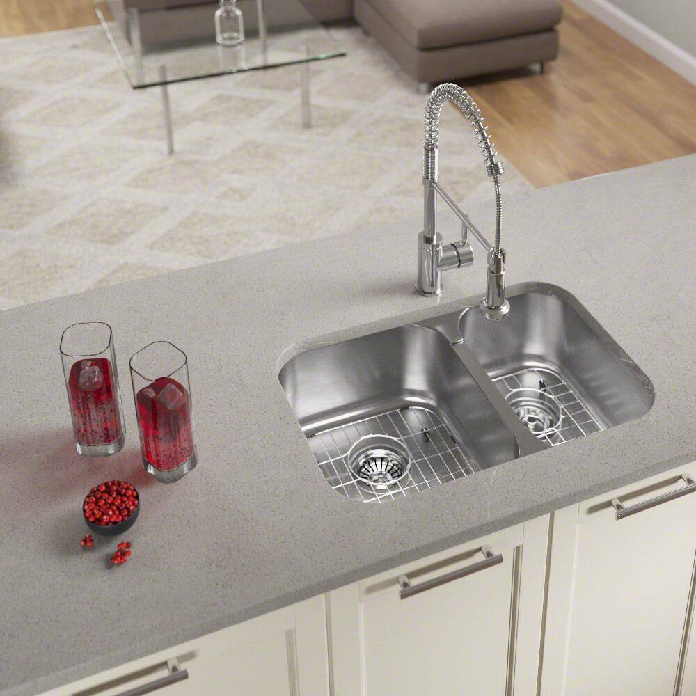 MR Direct Undermount Stainless Steel 28 in. Double Bowl Kitchen Sink ...