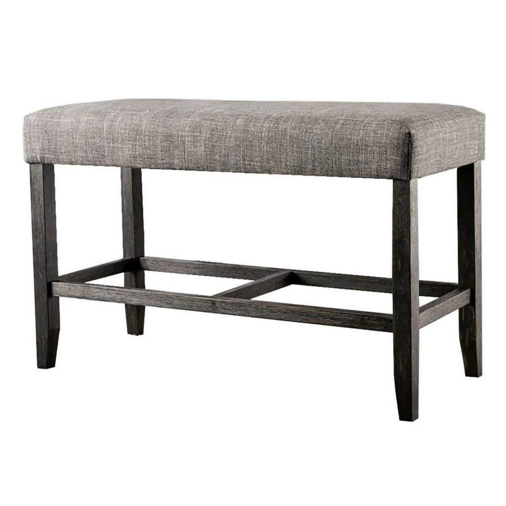 Benjara Gray Counter Height Bench with Padded Seating 16.5 in. L x 41 ...