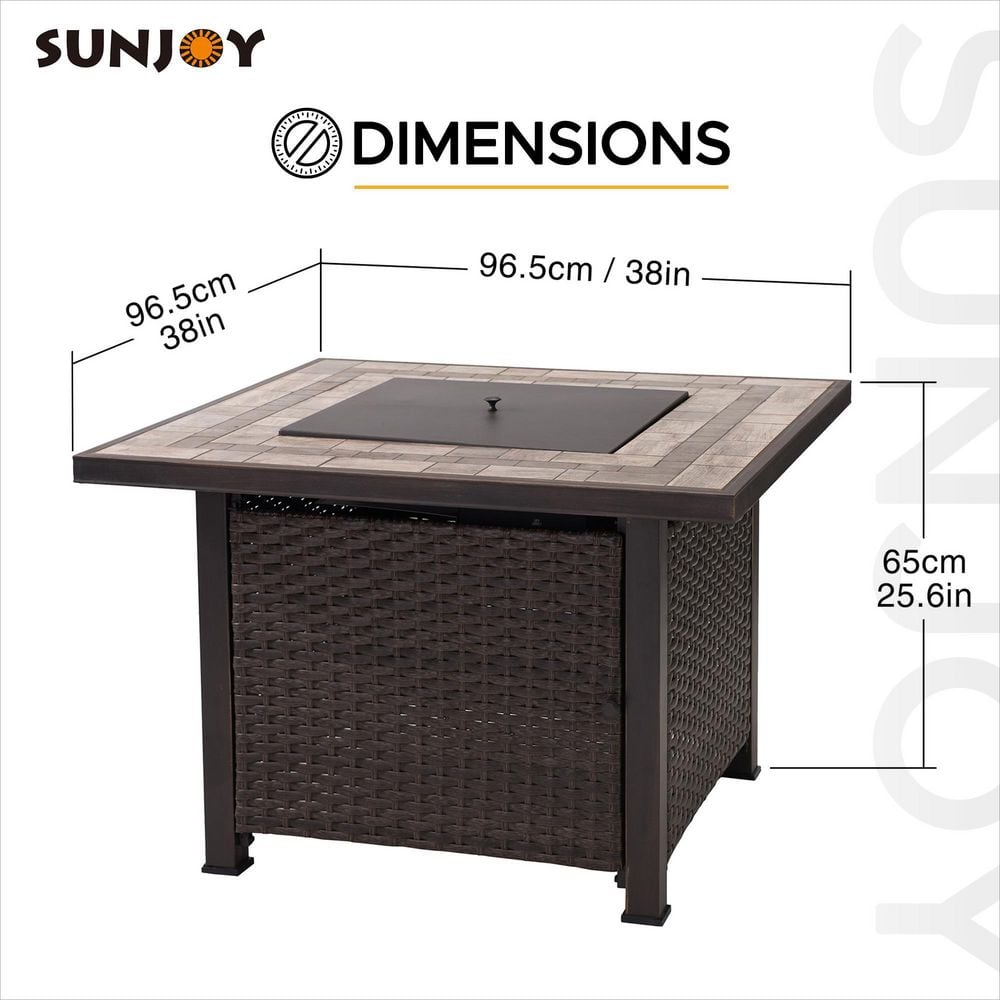 Buy Pollack Square Ceramic Tile Top with Wicker Propane Powered Fire ...