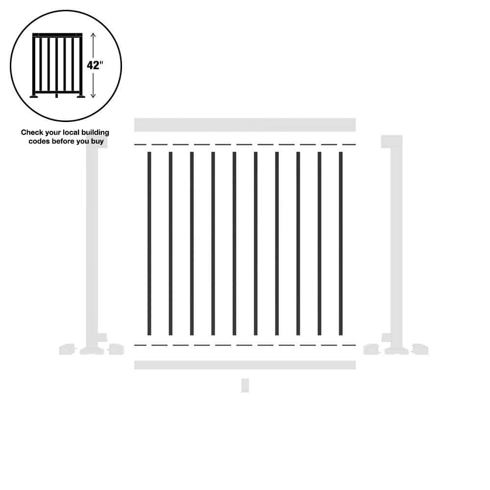 PEAK Aluminum Railing 4 ft. Black Aluminum Deck Railing Picket and ...