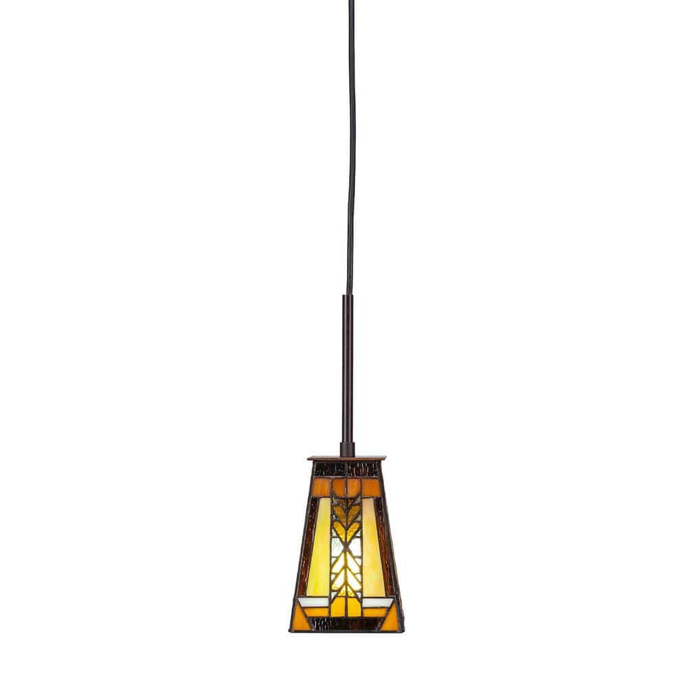 Aspen 100-Watt 1-Light Brown Shaded Pendant Light Mini Pendant with 5 ...