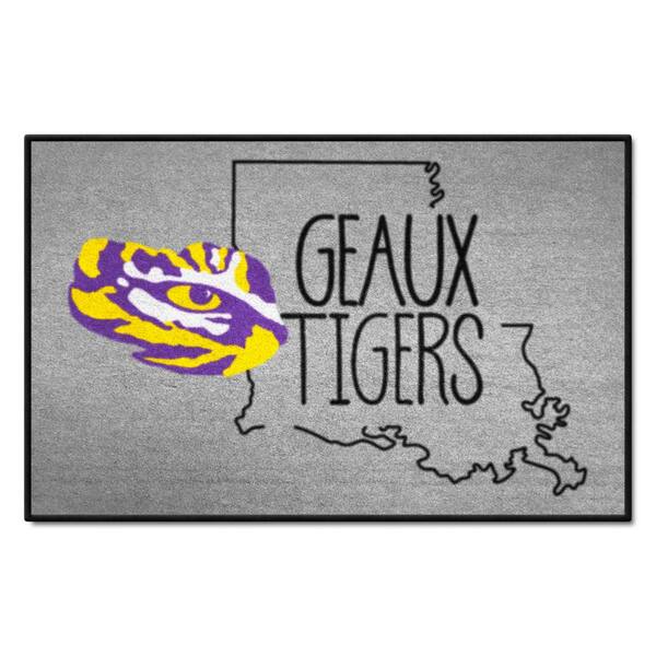 FANMATS LSU Tigers Southern Style Gray 1.5 ft. x 2.5 ft. Starter Area ...
