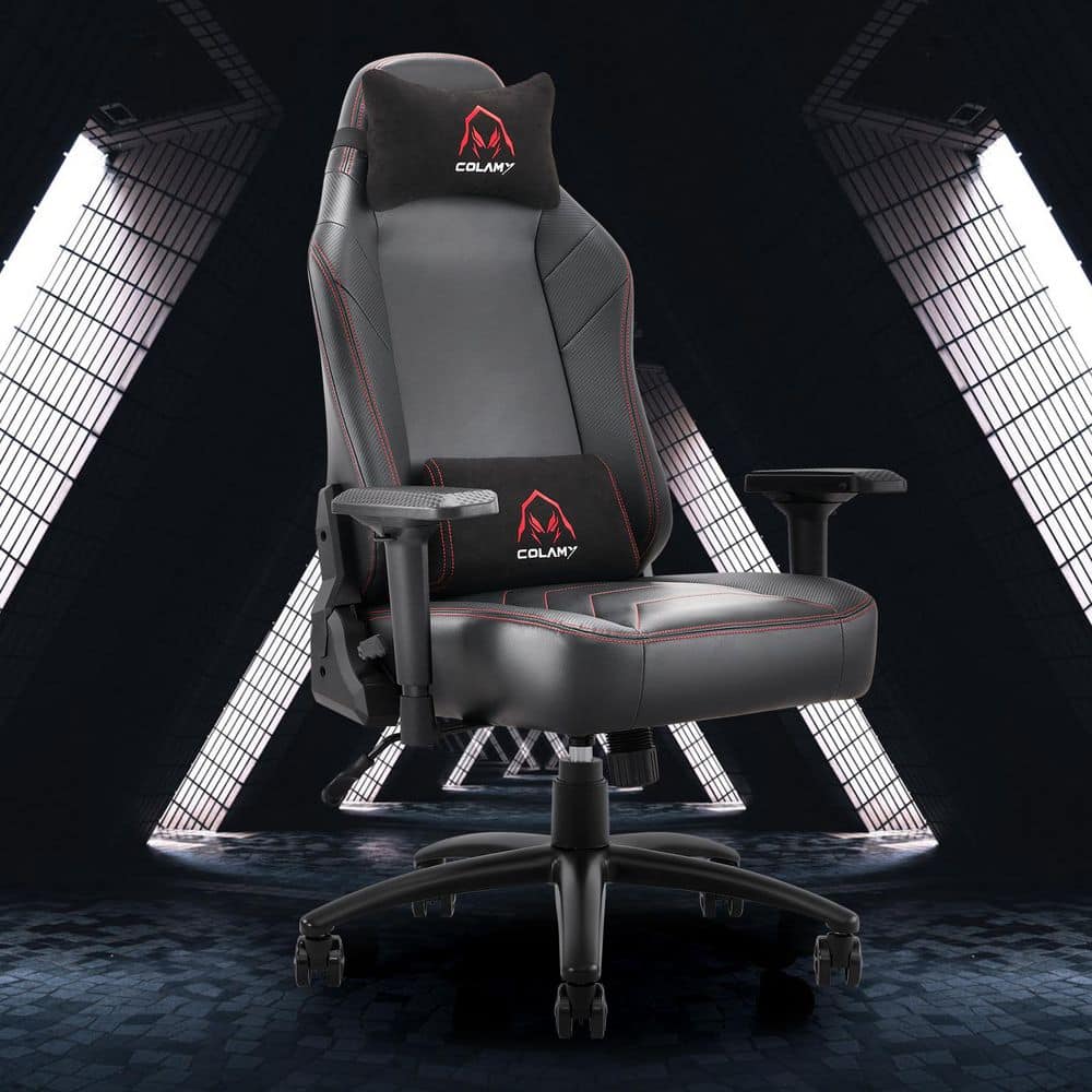 Bestier Gaming Chair 3-PU Leather Fixed up Armrest Comfy Lumbar Support ...