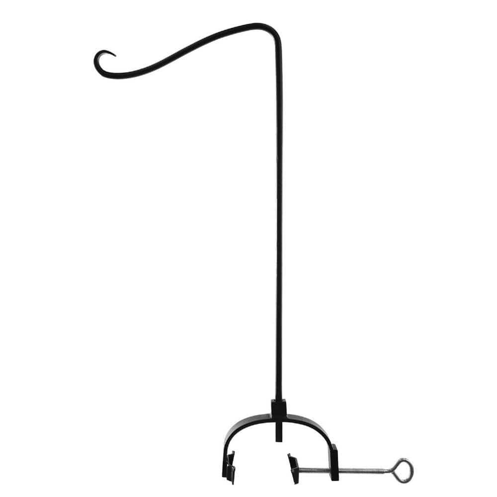 ACHLA DESIGNS 28. in H Black Wrought Iron Shepherd's Hook w/Over ...