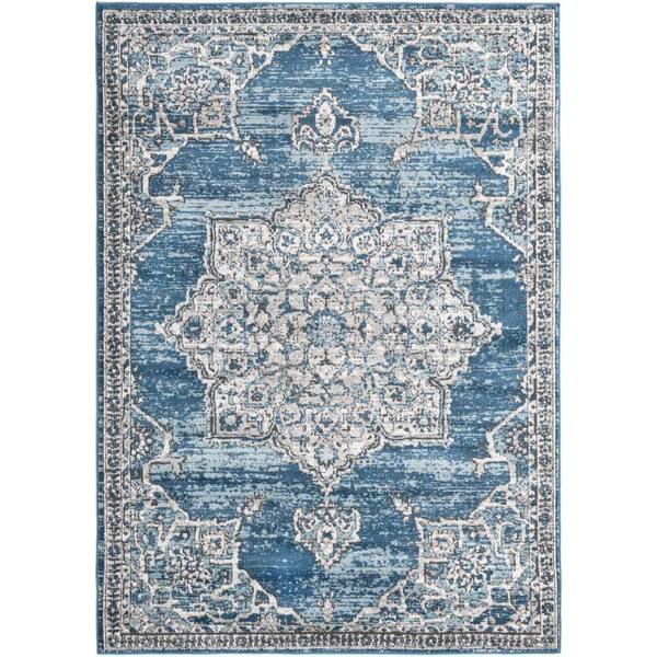 Unique Loom Nyla Smile Blue 5 ft. 3 in. x 8 ft. Area Rug 3164200 - The ...