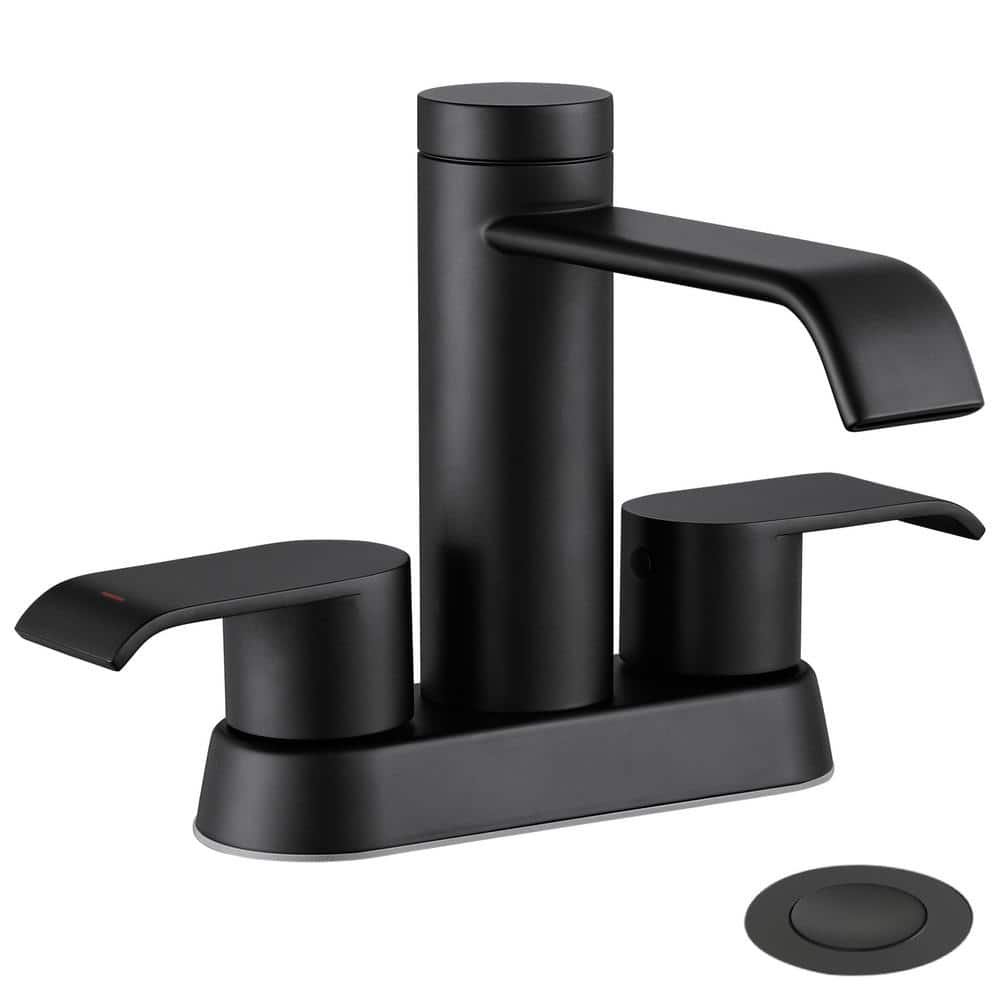 GAGALIFE 4 in. Centerset Double Handles Waterfall Spout Bathroom Faucet ...