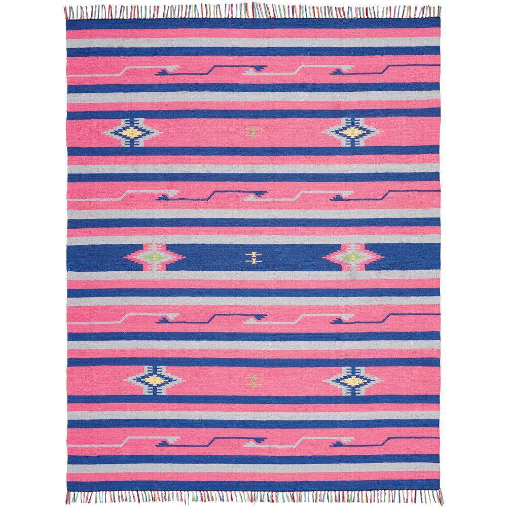 Nourison Baja Pink/Blue 8 ft. x 10 ft. Tribal Transitional Area Rug ...