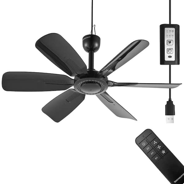 BeamBox 17.7 in. Black Plastic Portable Ceiling Fan with Remote ...