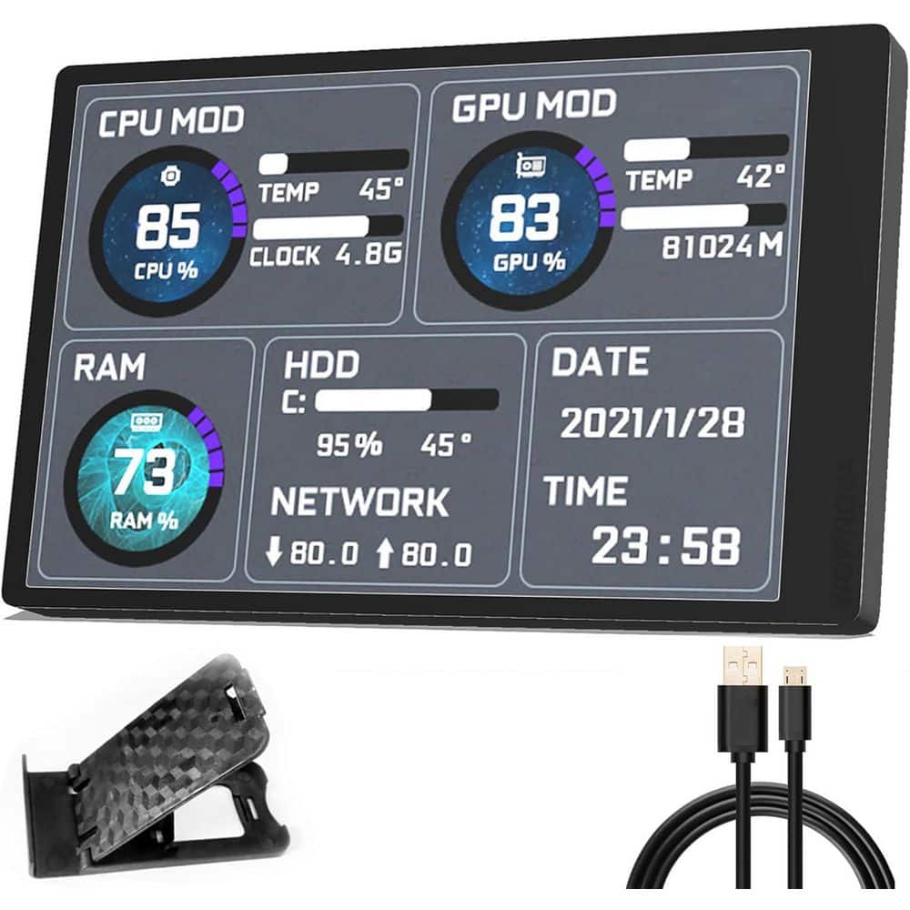 OBJLGEV English Version PC Temperature Monitor Sensor Panel Display IPS ...