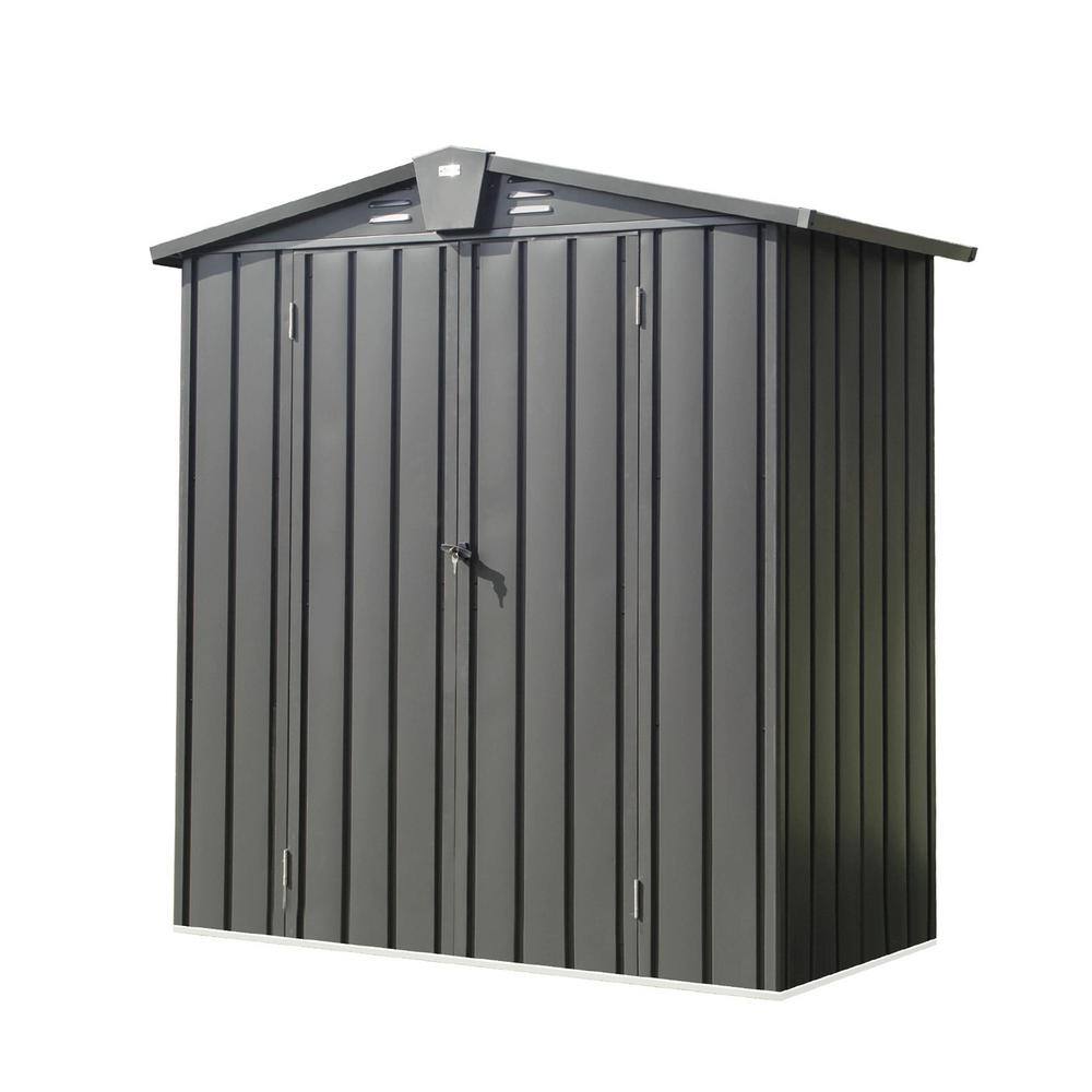 Modern 5.7 ft. x3 ft. Metal Outdoor Storage Shed with Lockable Double ...