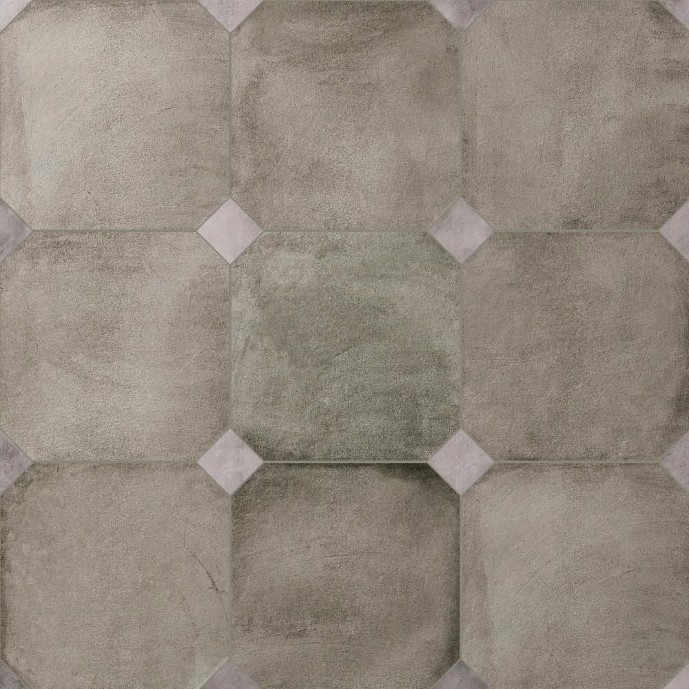 Merola Tile Laverton Octagon Grafito with Taco Gris 8 in. x 8 in ...