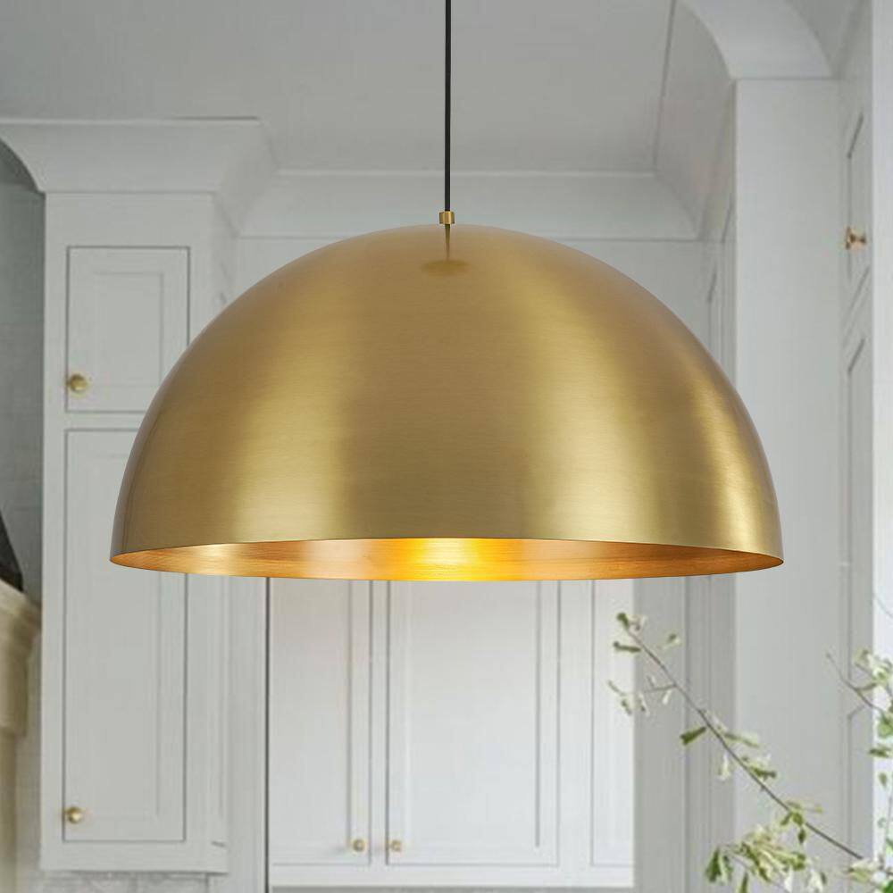 Y'INSP Brava 1-Light Gold Dome Pendant Light with Metal Shade LT1072831 ...
