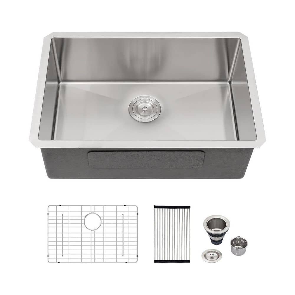 Logmey 30 in. Undermount Sink Single Bowl 16-Gauge Stainless Steel ...