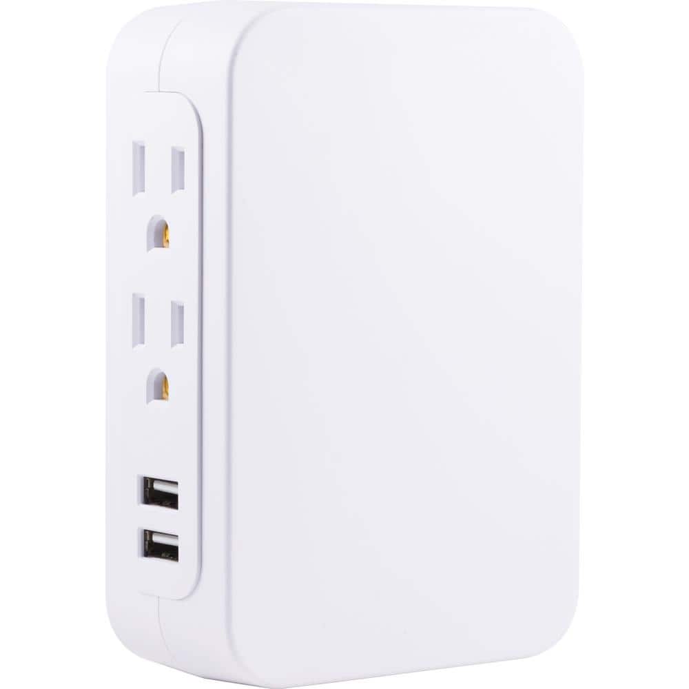 GE 5-Outlet 860-Joules 2-Port USB Side-Access Surge Protector Tap ...