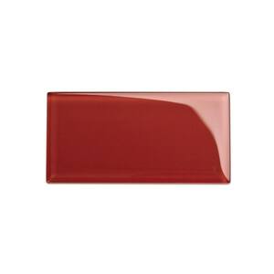 Giorbello Ruby Red 3 in. x 6 in. x 8 mm Glass Subway Wall Tile (5 sq ...