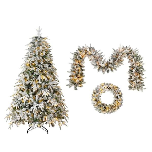 Entrance 4 ft. Pre-Lit Christmas Decor Set with Wreath Christmas010 ...