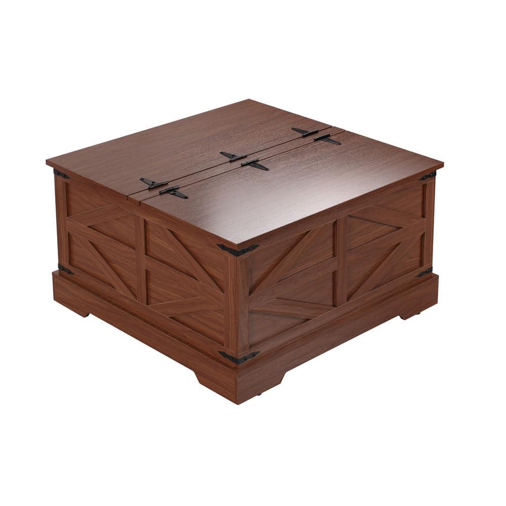 Farmhouse Coffee Table, Square Center Table with Flip-top Lids, Hidden ...