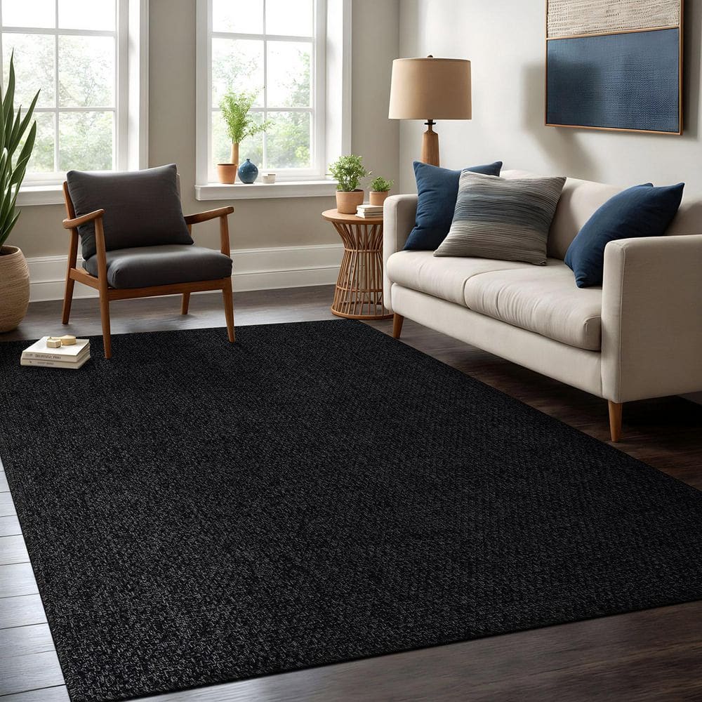 Beverly Rug Terra Fiber Easy Jute Dark Grey 8 ft. x 10 ft. Solid Indoor ...