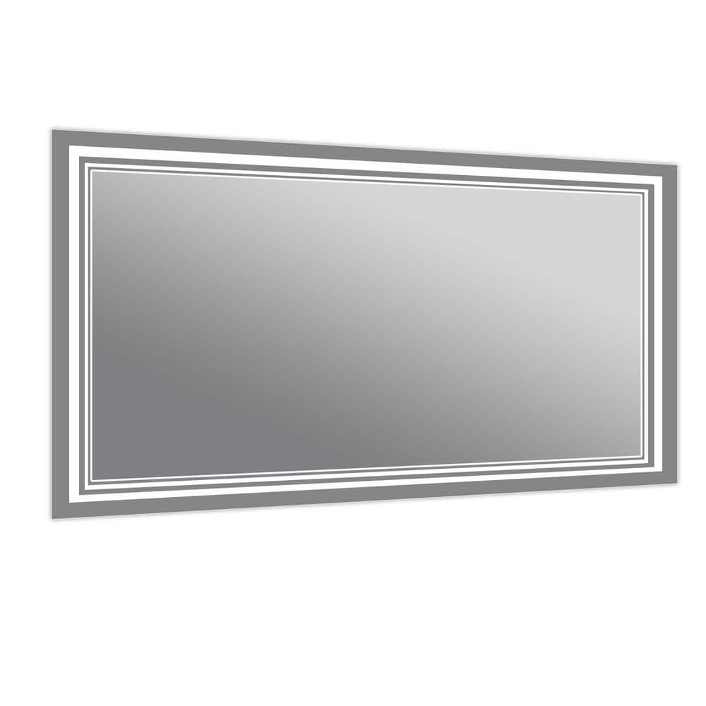 60 in. W x 24 in. H Rectangular Frameless Anti-Fog Wall-mount Bathroom ...