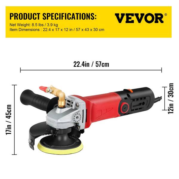 VEVOR Wet Buffer Polisher New 7A Corded 4in. And 5in. Pads Grinder Sander Polisher With 59 in. Pipe Adapter And Splash Shield SSPGJYPJT110VW7XLV1 The Home Depot