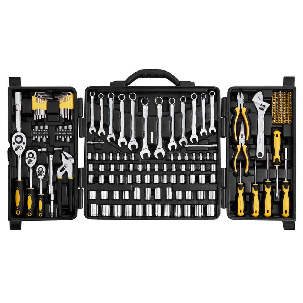 SKYSHALO 207-Piece Mechanics Tool Set, 1/4 in. 3/8 in. 1/2 in. Drive ...