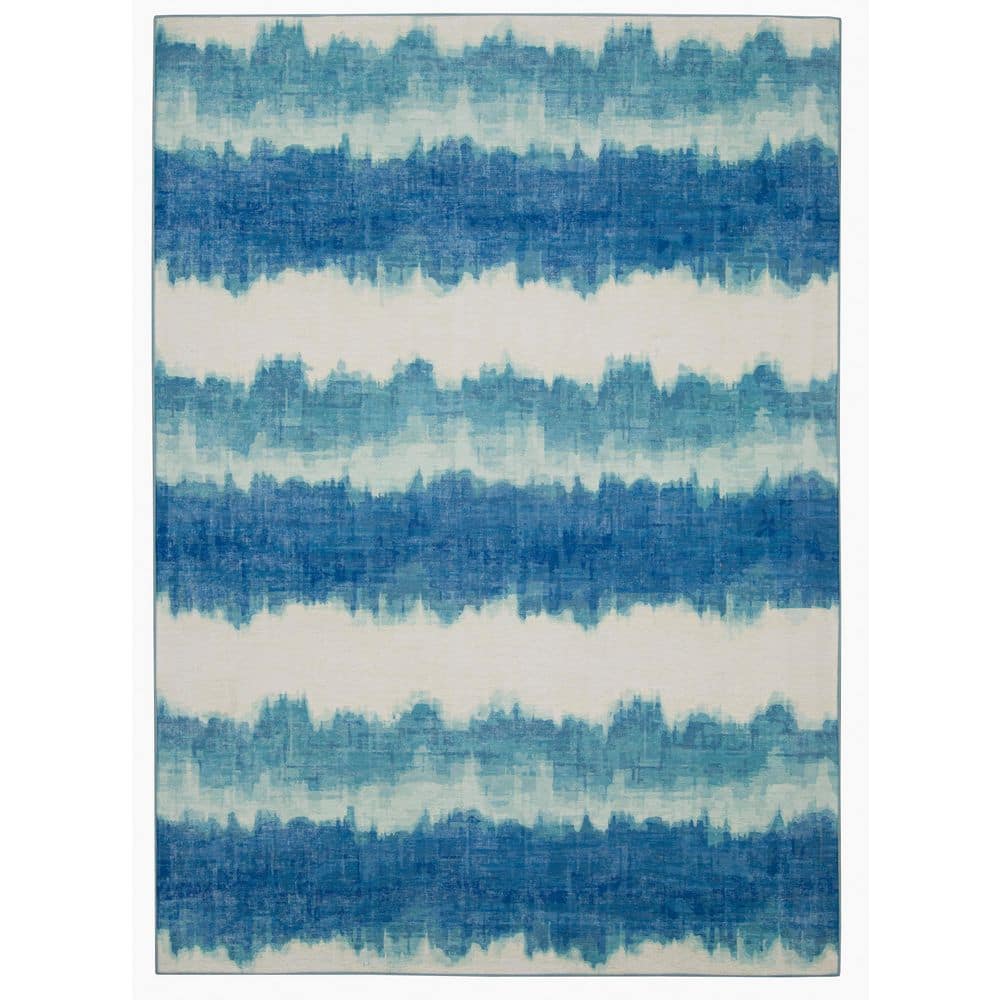 Linon Home Decor Alamos Ivory and Blue 3 ft. x 5 ft. Washable Polyester ...