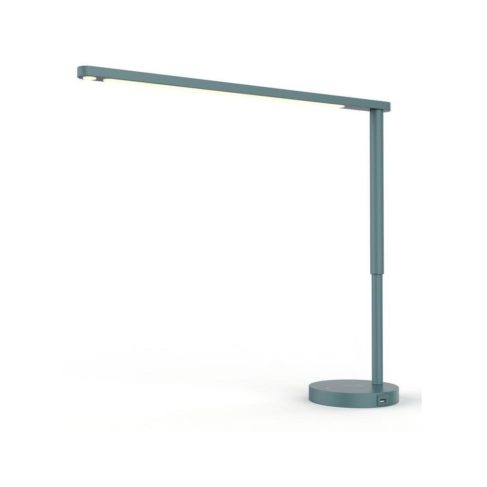 Hampton Bay 21 in. LED Sage Finish Task Lamp with 5-Volt 2 Amp USB with ...
