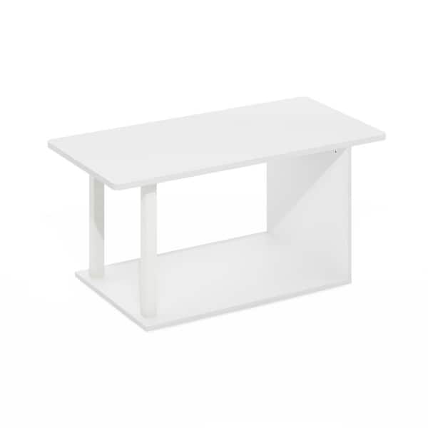 Furinno Basic 31.5in. White/White Rectangular Wood Coffee Table ...