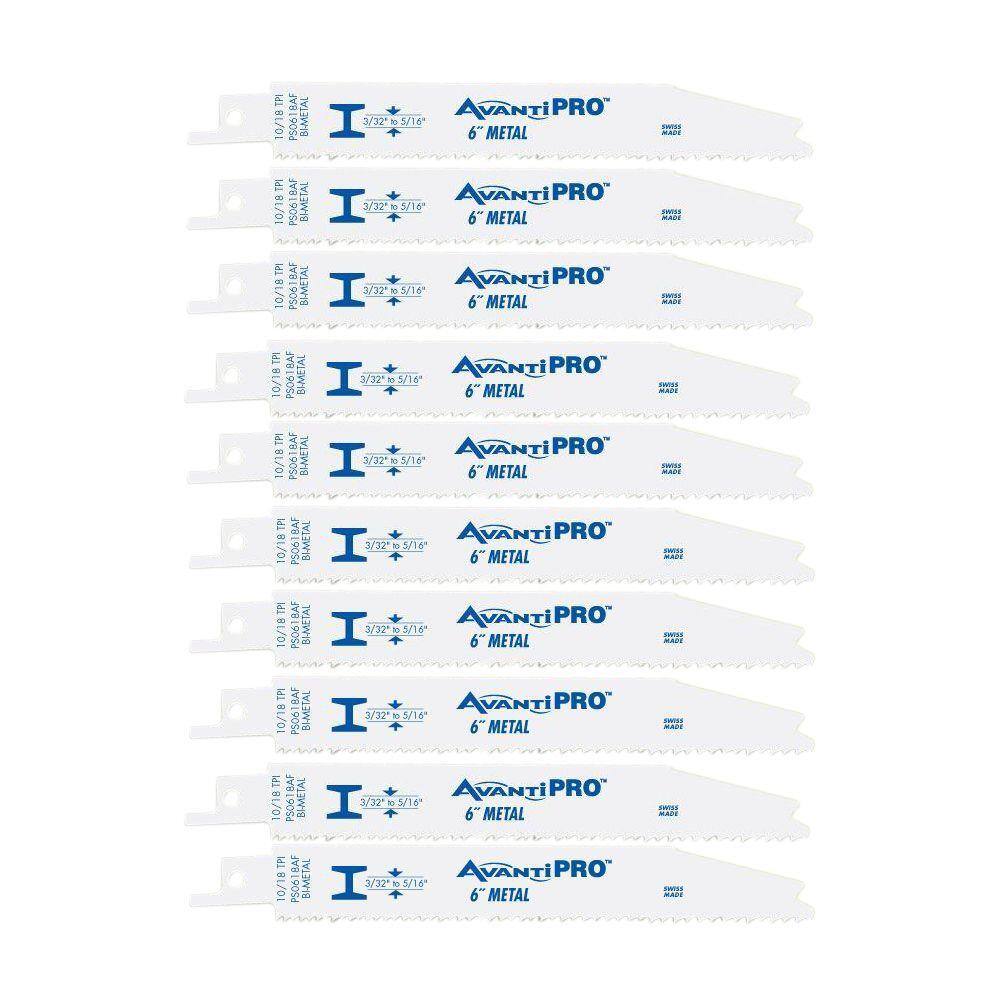 Avanti Pro 6 in. 10/18 TPI Thick Metal Cutting Reciprocating Saw Blade ...