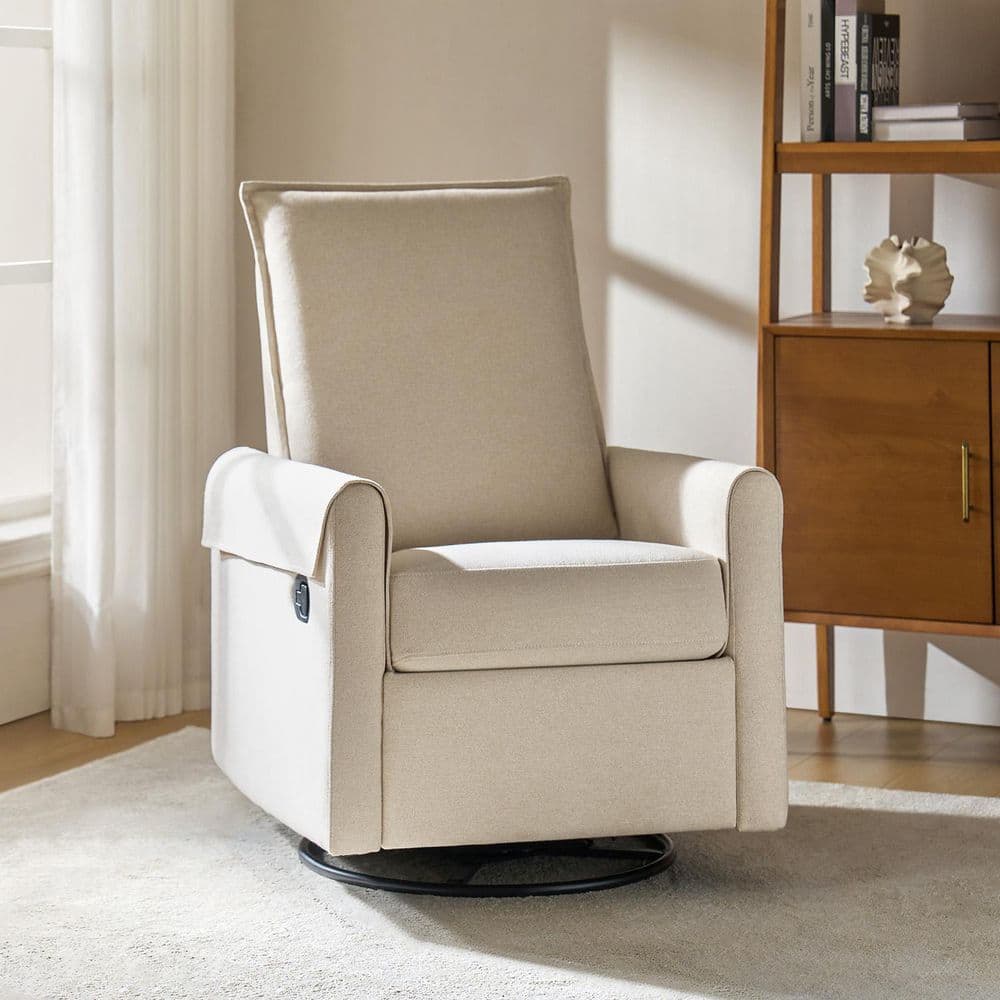 JAYDEN CREATION Loleta Linen 29.5 in. Swivel and Rocker Manual Recliner ...
