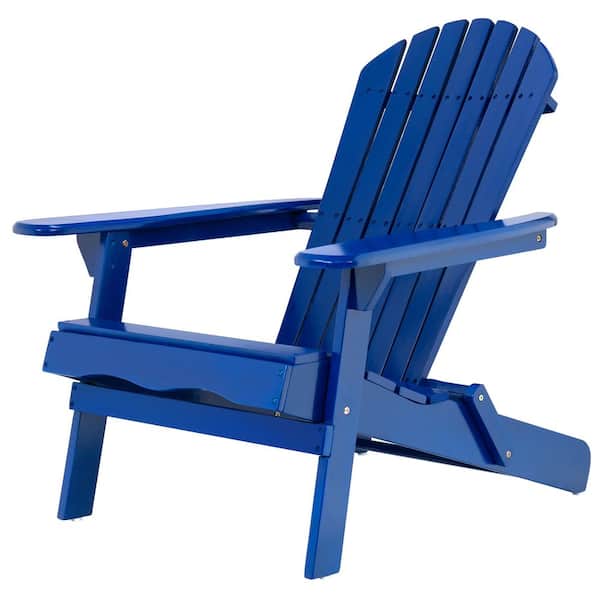 Rustic Design Outdoor Blue Folding Acacia Wood Adirondack Chair (1-Pack ...