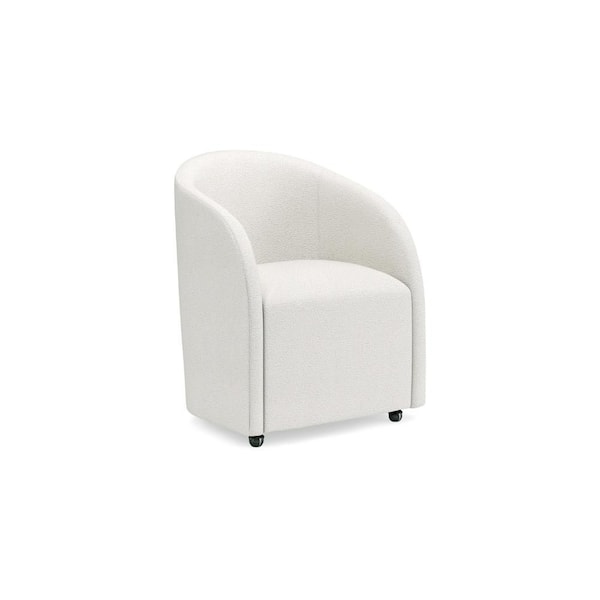 Benjara Jeno Fabric Upholstered Ergonomic Home Office Chair in White ...