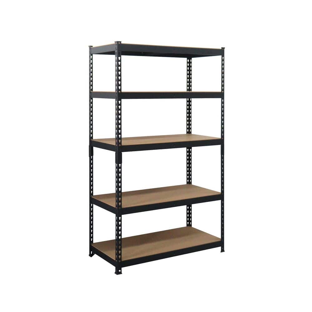 AR SHELVING Black Label 5-Tier Powder-Coated Steel Storage Shelving ...