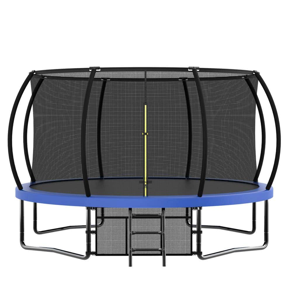 Boosicavelly 14 ft. Blue Galvanized Anti-Rust Outdoor Round Trampoline ...