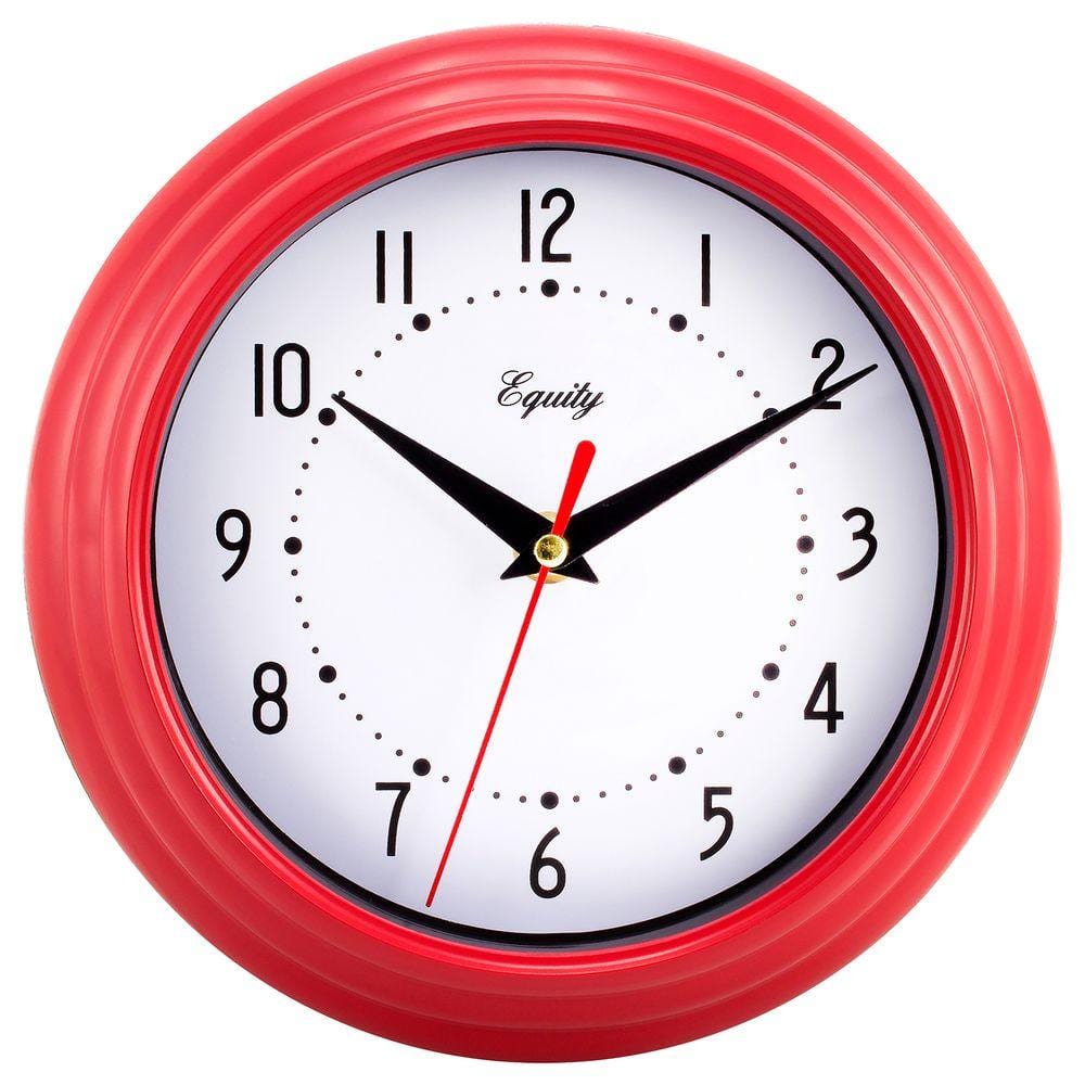 Equity by La Crosse 8 in. Round Red Basics Quartz Analog Wall Clock 25021