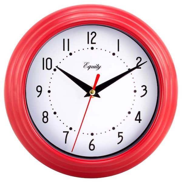 Equity by La Crosse 8 in. Round Red Basics Quartz Analog Wall Clock 25021