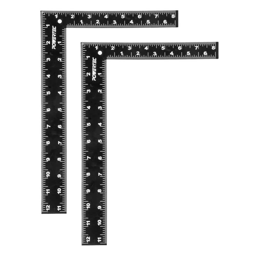 ‎POWERTEC Carpenter Square 8 in. x 12 in. Carbon Steel L Square Ruler ...