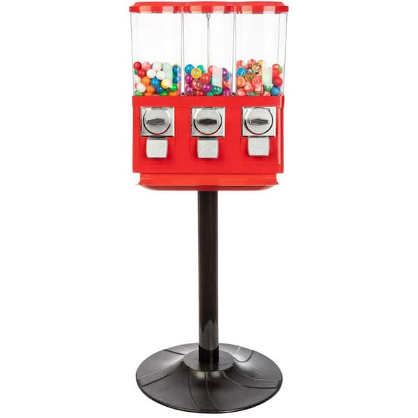 GREAT NORTHERN Red Gumball Machine Triple Candy Machine Dispenser for Gumballs Capsules and Candy Vending Machines for Business 83 DT6172 The Home Depot