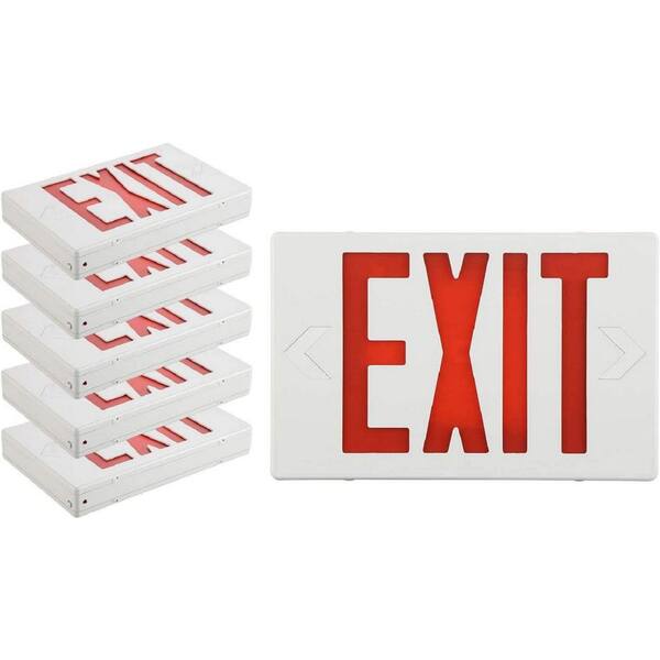 JAZAVA Integrated LED White Exit Sign (6-Pack) HDEXJEE2RWE-6DM - The ...